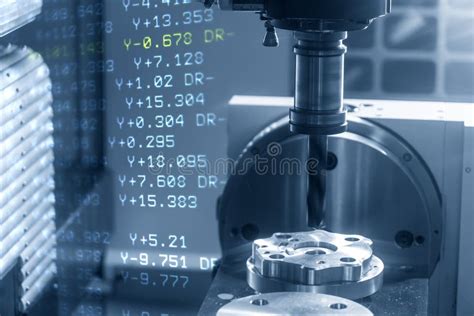 The Abstract Scene Of 3 Axis Cnc Machining Centre And The G Code Data Cutting The Mould Part