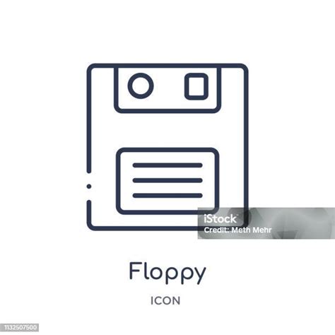 전자 장치 개요 컬렉션의 선형 플로피 아이콘입니다 얇은 라인 플로피 벡터 흰색 배경에 고립입니다 플로피 트 렌 디 한 일러스트 0명에 대한 스톡 벡터 아트 및 기타 이미지