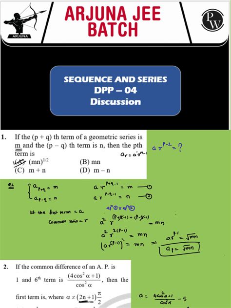 Sequence And Series Dpp 04 Solution Notes Pdf