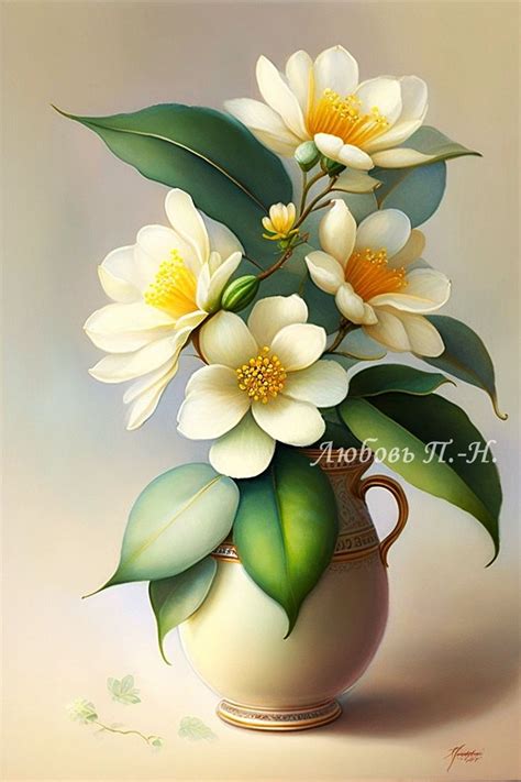 Жасмин в керамической вазе