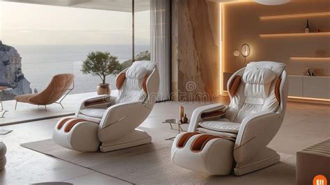 2 All White Massage Chair Facing Each Other Inside A Minimalist Living
