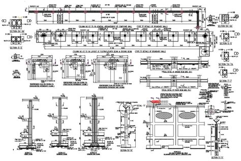 Details Of Boundary Wall Sections Were Given In This Drawing File Download The Autocad Dwg