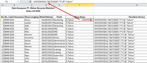 Cara Menghitung Masa Kerja Di Excel 2007