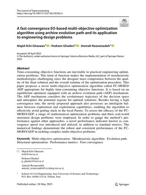 A Fast Convergence Eo Based Multi Objective Optimization Algorithm