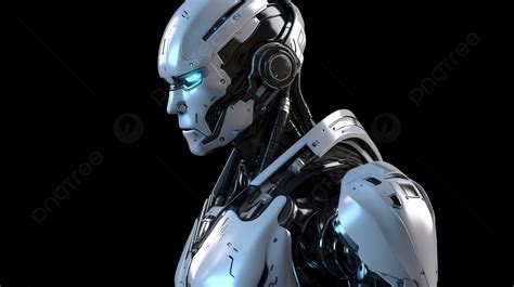 검정색 배경에 3d 렌더링으로 데이터를 분석하는 사이보그 또는 로봇 인간형 3d 로봇 사이보그 배경 일러스트 및 사진 무료