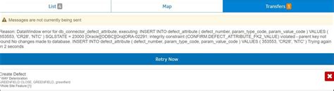 integrity constraint confirm defect attribute fk2 value violated in the transfers tab in