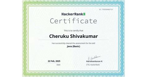 Hackerrank Skill Certificate Shiva Kumar Cheruku