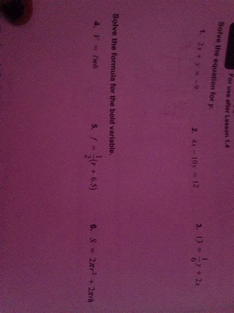 solved solve the formula for the bold variable f h f