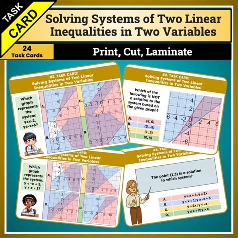 Teks Algebra 2 2a 3f Task Card Solve Two Variable Linear Inequality Systems