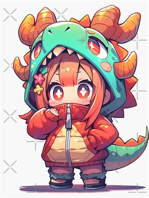 Chibi Girl In Dragon Hoodie Sticker For Sale By Mannyphy Dibujos Kawaii Ilustraciones