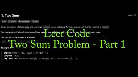 Manar M Ashour On Linkedin حل مسألة الtwo Sum من Leet Code بالبايثون Part 1