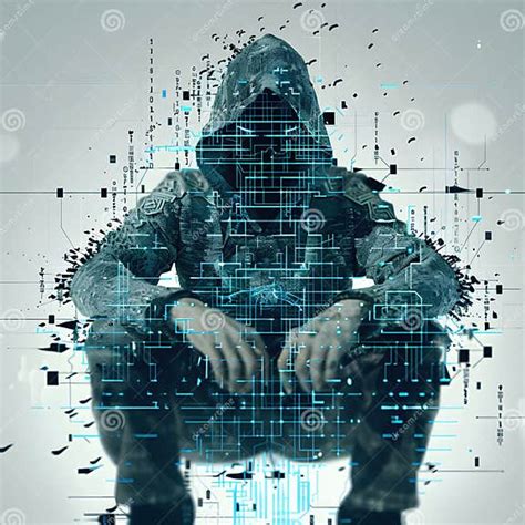 Mysterious Hacker In Digital Environment Surrounded By Data Streams