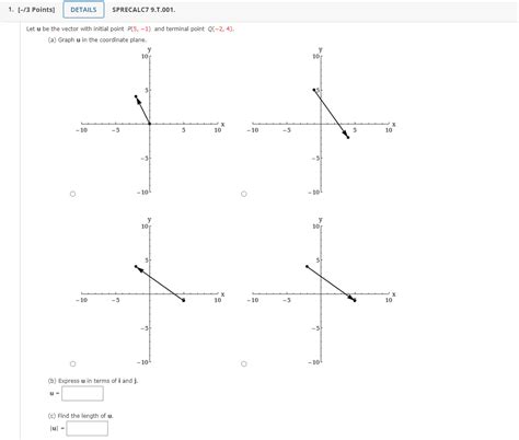 solved let u be the vector with initial point p 5 −1 and