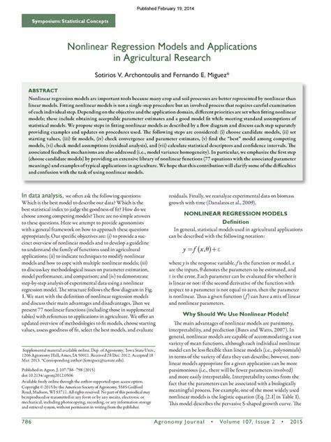 Nonlinear Regression Models Symposium Statistical Concepts Nonlinear