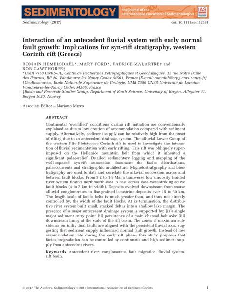 Pdf Interaction Of An Antecedent Fluvial System With Early Normal Fault Growth Implications