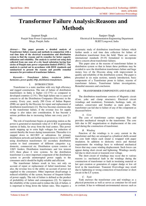 PDF Transformer Failure Analysis Reasons And Methods