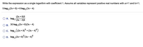 Solved Write The Expression As A Single Logarithm With