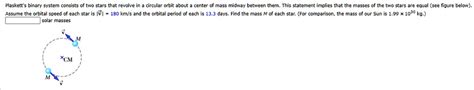 Plaskett Binary System Consists Of Two Stars That Revolve Circular