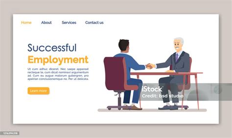 성공적인 고용 방문 페이지 벡터 템플릿입니다 평면 일러스트와 Hr 기관 웹 사이트 인터페이스 아이디어 면접 홈페이지 레이아웃 파트너십 웹 배너 웹 페이지 만화 개념 Html