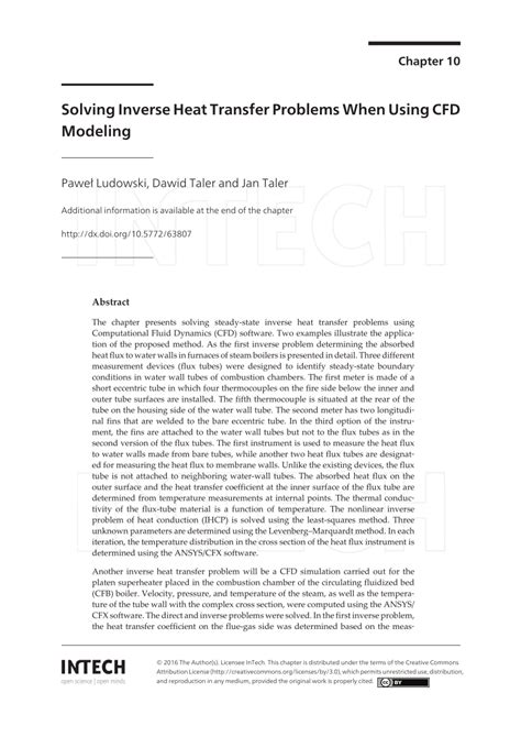 Pdf Solving Inverse Heat Transfer Problems When Using Cfd Modeling