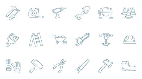 Premium Vector Construction Tools Line Icon Collections Construction Tools Doodle Icon