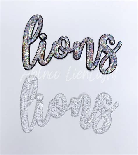 Lions Patch Script Patches Mascot Patch Game Day Patch Sequin Patch Cursive Letter Patch