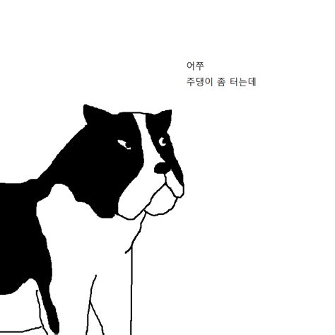 보스턴 테리어가 개밥도둑 찾는 만화 짤툰