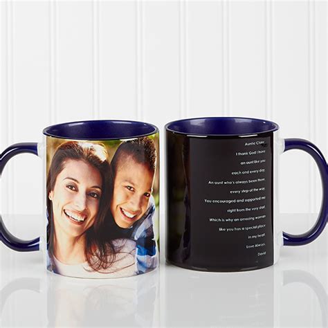 Photo Sentiments For Her Personalized Blue Coffee Mugs Mugs Blue