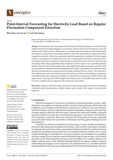 Pdf Point Interval Forecasting For Electricity Load Based On Regular Fluctuation Component
