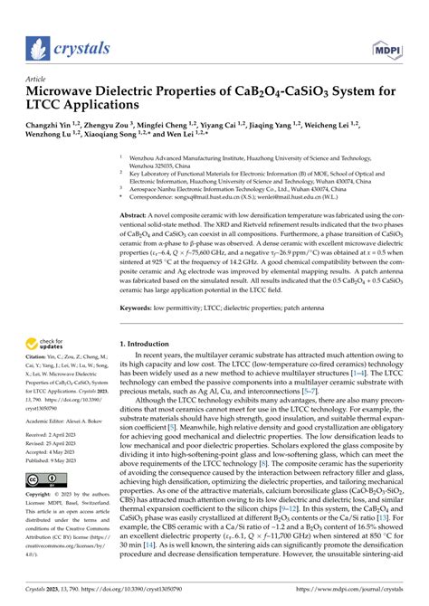 Pdf Microwave Dielectric Properties Of Cab2o4 Casio3 System For Ltcc