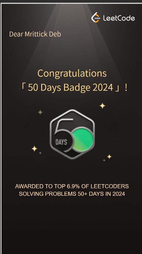 mrittick deb on linkedin leetcode codingjourney milestone dsa