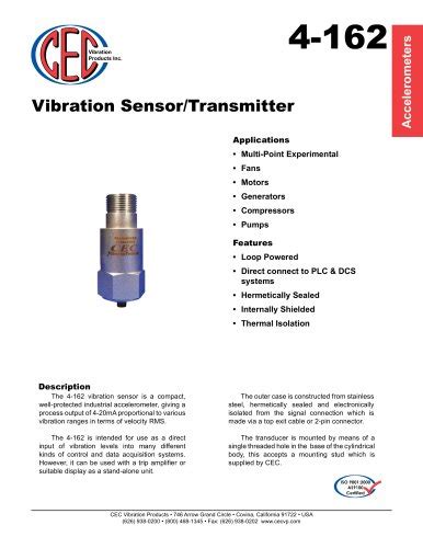 Vibration Sensor Transmitter Cec Vibration Products Pdf Catalogs Technical Documentation