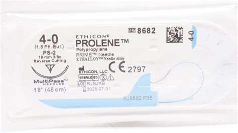 Ethicon 8682 4 0 Prolene Polypropylene Stre Ps 2 19mm 3 8c Reversecutting 18inch