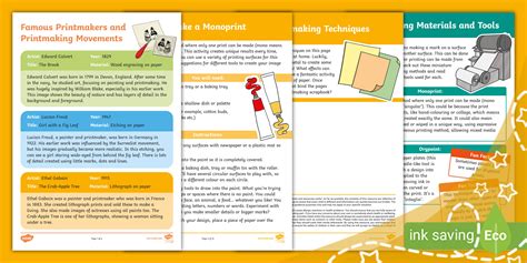 Printmaking Art And Design Technique Pack Ages 5 11