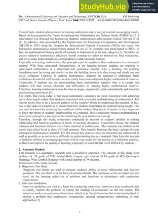 Analysis Of Students Ability In Solving Relation And Functions Problems