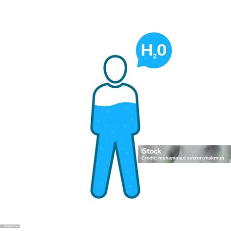 물의 백분율 수준과 같은 막대 선 수치 남성 여성 또는 어린이를 위한 일일 수분 섭취 개념 트렌드 현대 블루 플랫 만화 로고 그래픽 디자인 일러스트 흰색 배경에 고립 가득