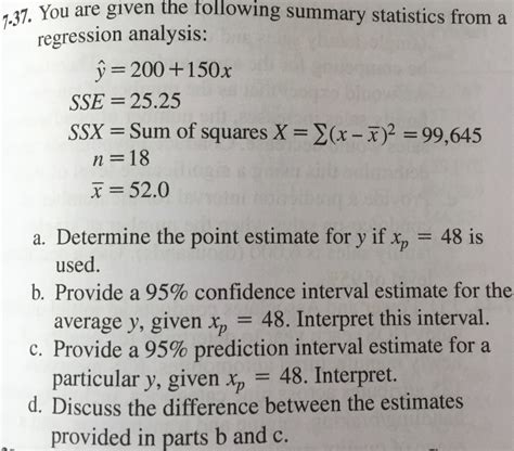 solved you given the following summary statistics from a