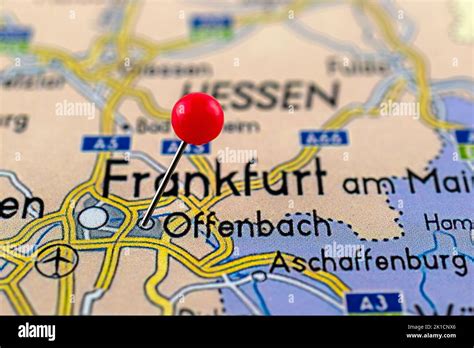 Frankfurt Map Close Up Of Frankfurt Map With Red Pin Map With Red Pin Point Of Frankfurt In