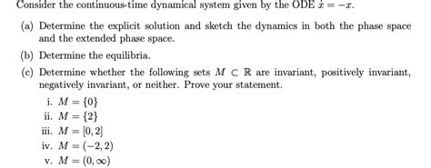 Solved X Consider The Continuous Time Dynamical System Chegg