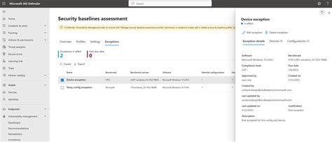 セキュリティ ベースラインの評価 Microsoft Defender Vulnerability Management