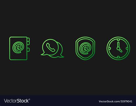 Set Line Shield With Mail And E Mail Address Book Vector Image