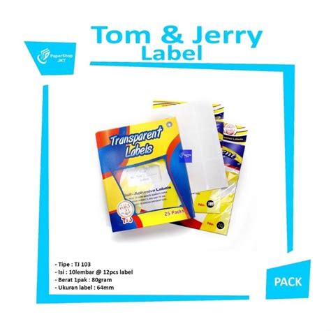 Jual Label Tandj 103 Transparan Sticker Label Tom And Jerry Transparan 103
