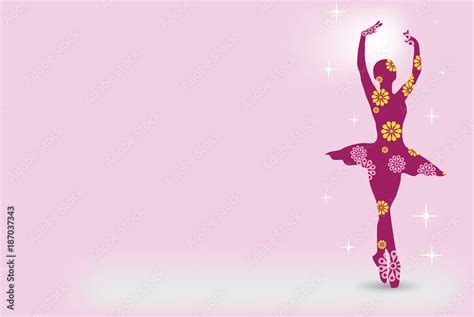 Ballerina Background Pink Dancer Greeting Card Silhouette Wallpaper Stock Illustration Adobe