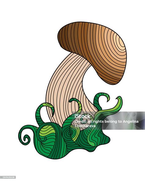 버섯 낙서의 손 스케치 가을 숲 식물의 벡터 스케치 인쇄 라벨 로고 포장 템플릿 배지 책 색칠 공부를위한 디자인 요소