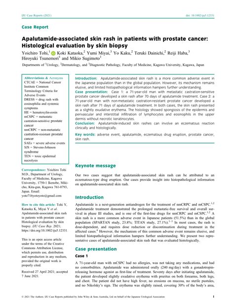 Pdf Apalutamide‐associated Skin Rash In Patients With Prostate Cancer Histological Evaluation