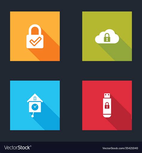 Set Lock And Check Mark Cloud Computing Lock Vector Image
