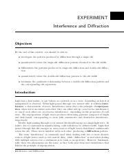 Physics Lab Experiment Interference And Diffraction Pdf EXPERIMENT Interference And