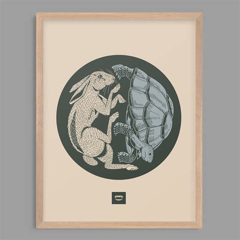 Tortoise And Hare Print Illustration Poster Print Chomp
