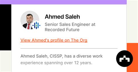 Ahmed Saleh Senior Sales Engineer At Recorded Future The Org