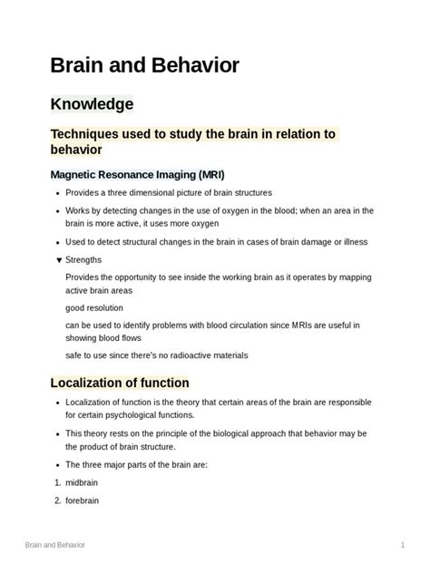 Brain And Behavior Pdf Neuron Neurotransmitter